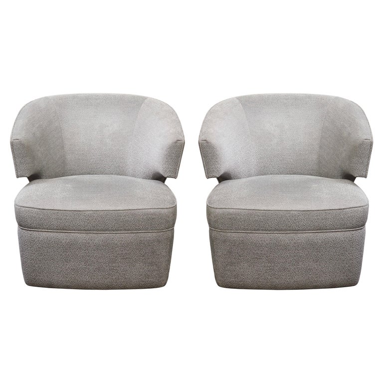 Pair of Custom Short Arm Swivel Tub Chairs For Sale at 1stDibs