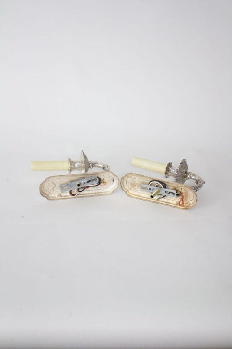Pair of Custom Silver Plate Sconces For Sale at 1stDibs