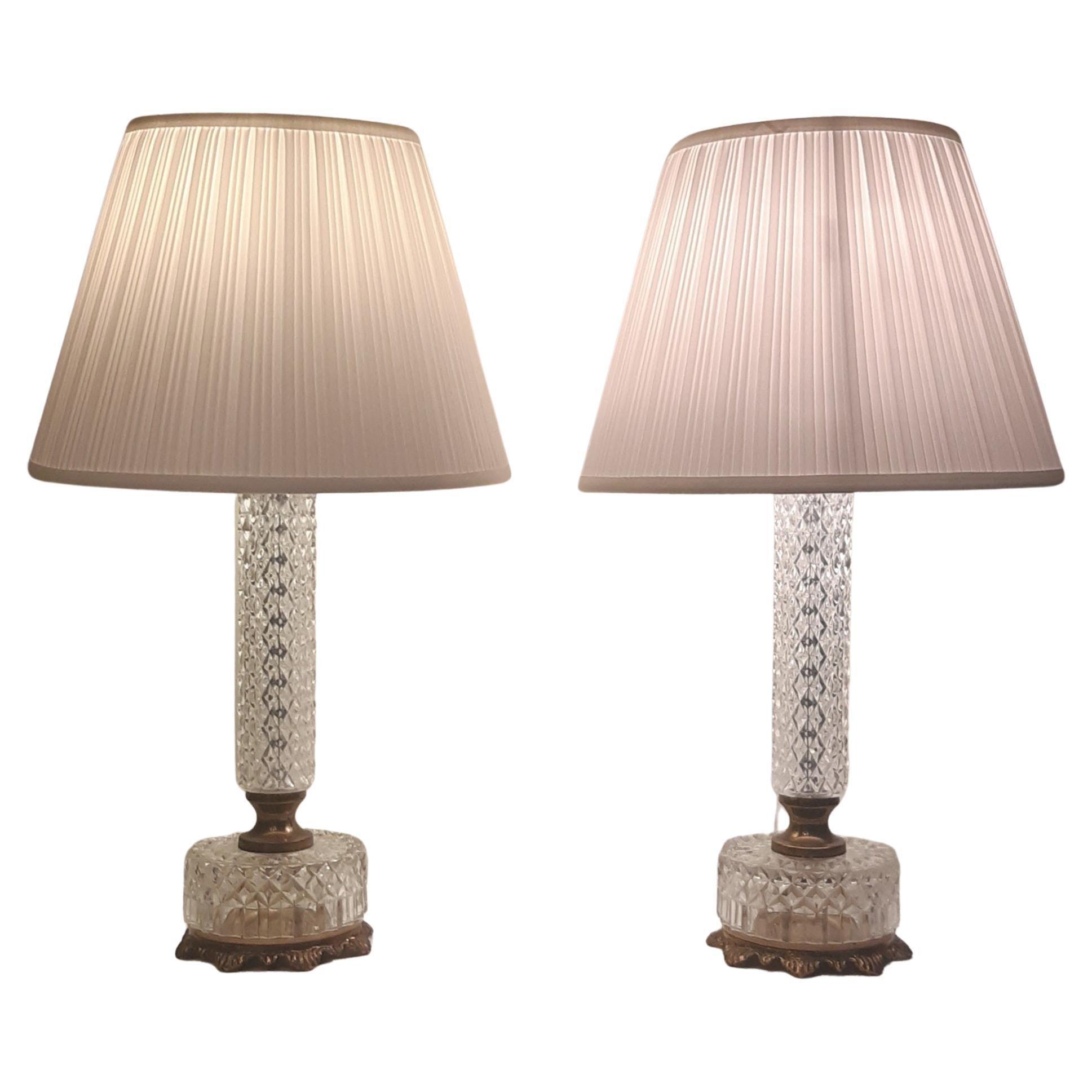 Pair of French Chinoiserie Style Faience, Glass, and Gilt Bronze Lamps ...