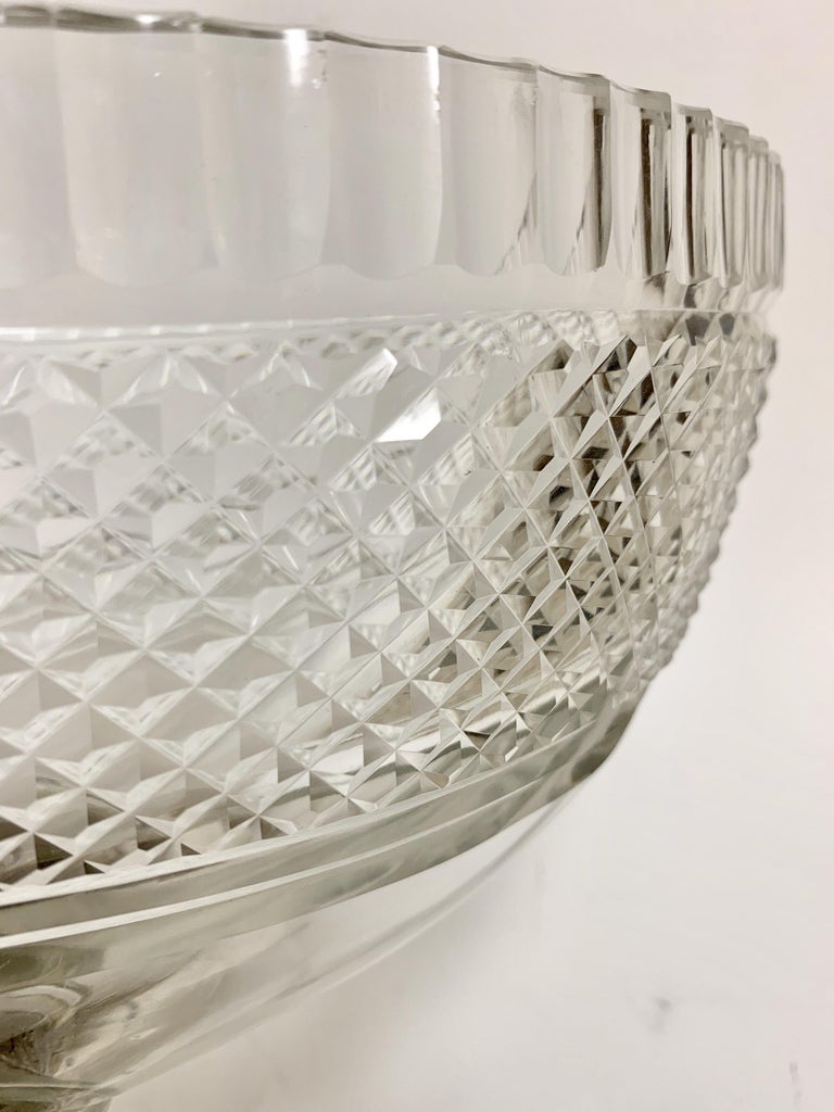 Pair of Cut Glass Compote Bowls on Silver Pedestal For Sale at 1stDibs