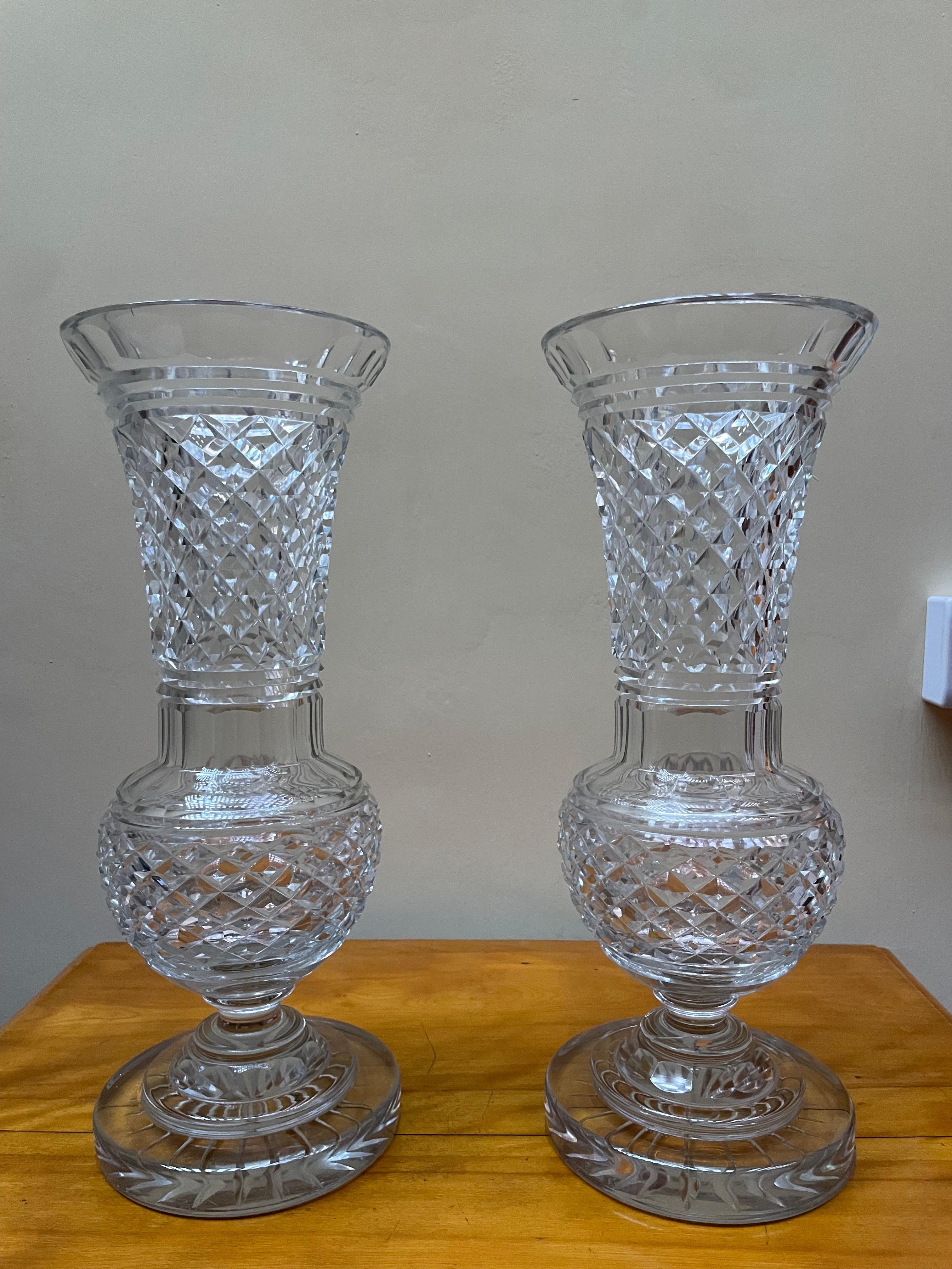 Pair of Cut Glass Flower Vases, Circa 1930 For Sale at 1stDibs