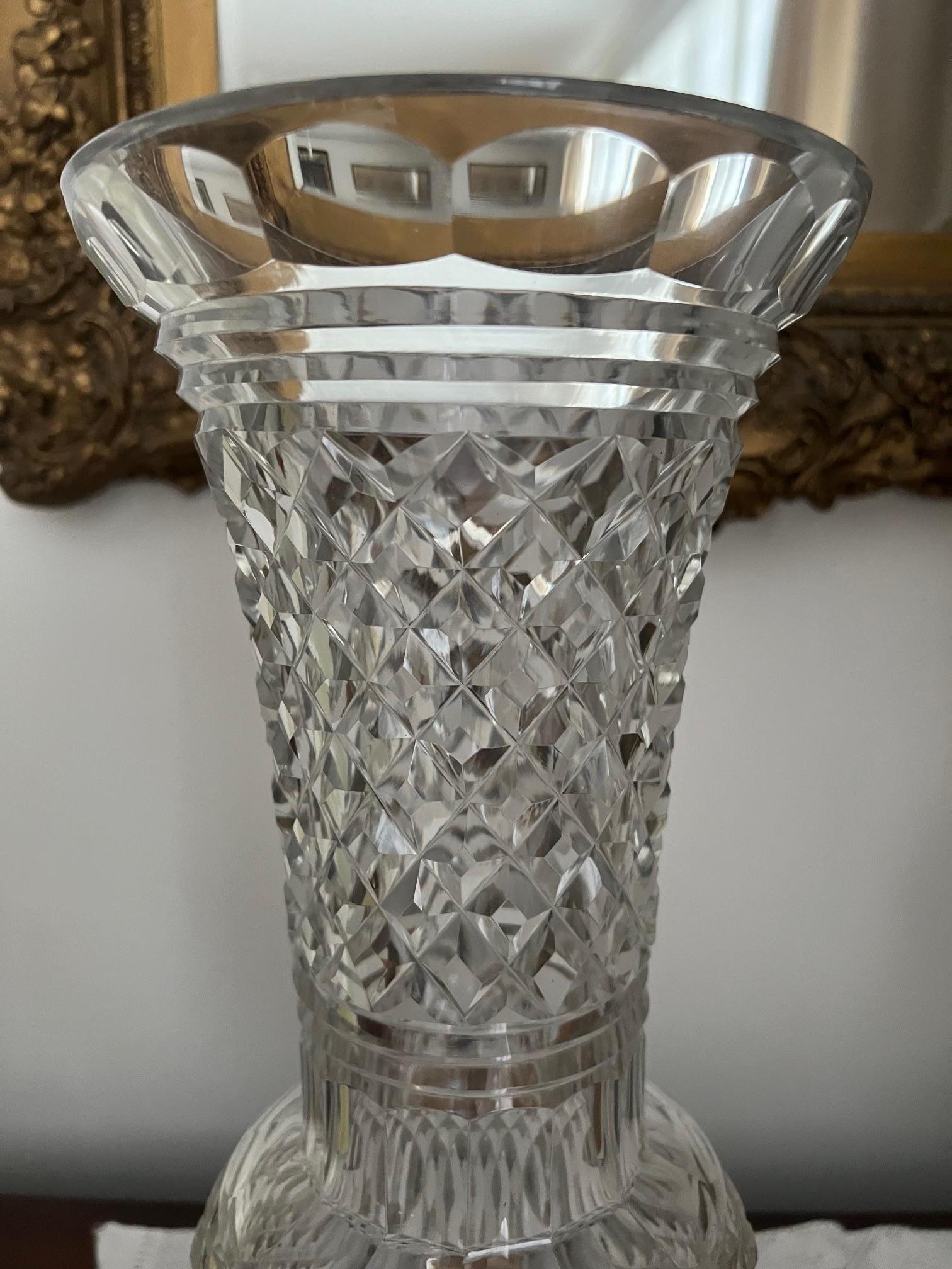 Pair of Cut Glass Flower Vases, Circa 1930 For Sale at 1stDibs