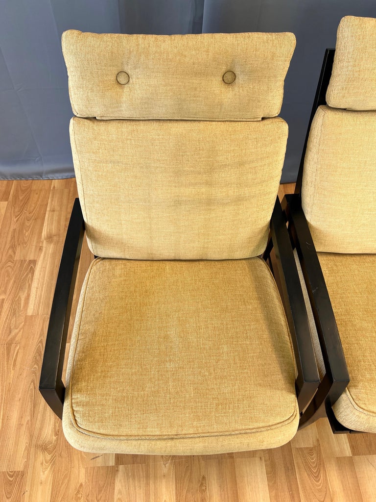 Pair of Dan Johnson for Selig Black Lacquered High-Back Lounge Chairs ...