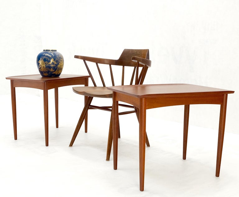 Pair of Danish Mid Century Modern Rolled Edges Side End Tables Stands ...