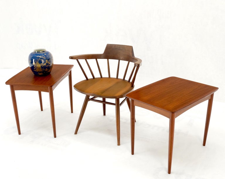 Pair of Danish Mid Century Modern Rolled Edges Side End Tables Stands ...