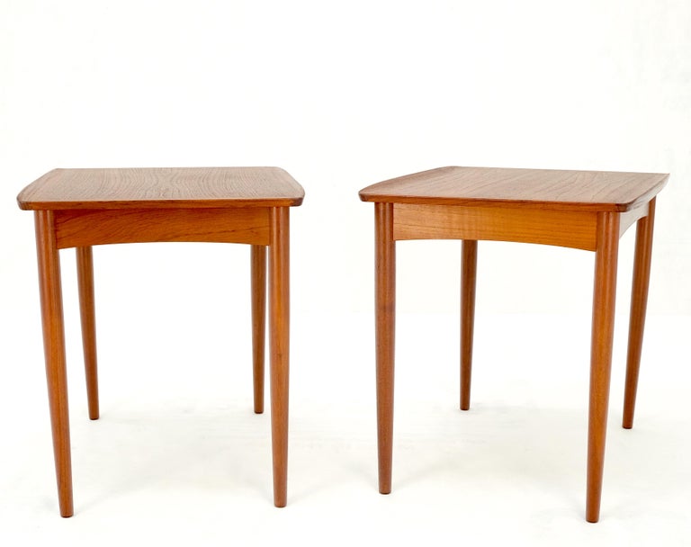 Pair of Danish Mid Century Modern Rolled Edges Side End Tables Stands ...