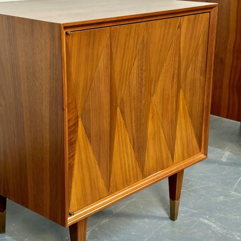 Pair of Danish Mid-Century Modern Style Geometric Nightstands, Walnut ...