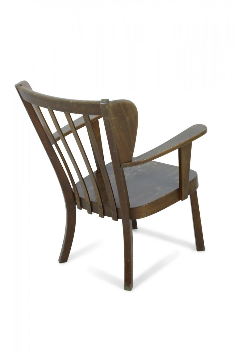 Pair of Danish Mission-Style Oak Slat Back Wing Armchairs For Sale at ...