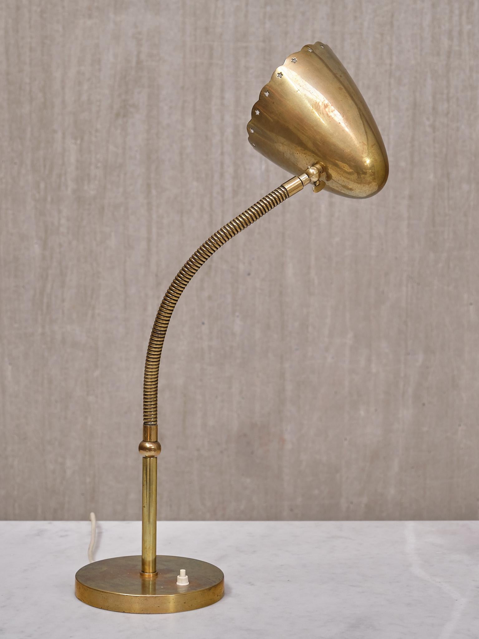 Pair of Danish Modern Brass Table Lamps with Adjustable Shades, 1940s ...