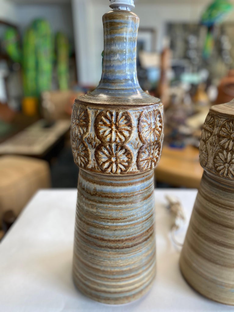 Pair of Danish Modern Ceramic Lamps by Soholm at 1stDibs