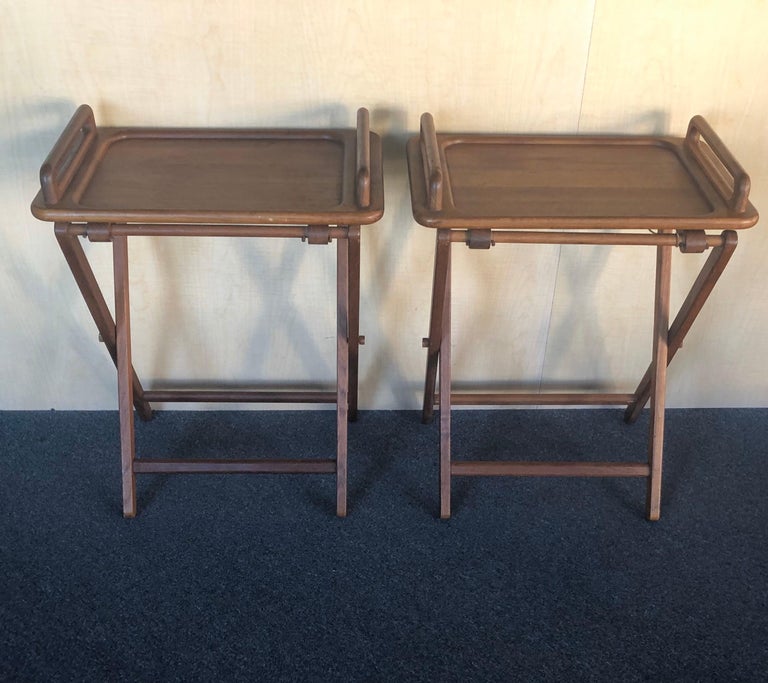 Pair of Danish Modern Solid Teak Folding TV Trays / Tables at 1stDibs