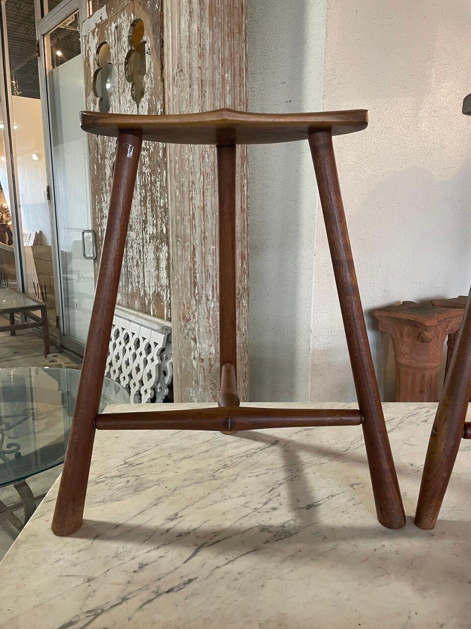 Pair of Danish Modern Style Stools in Walnut For Sale at 1stDibs