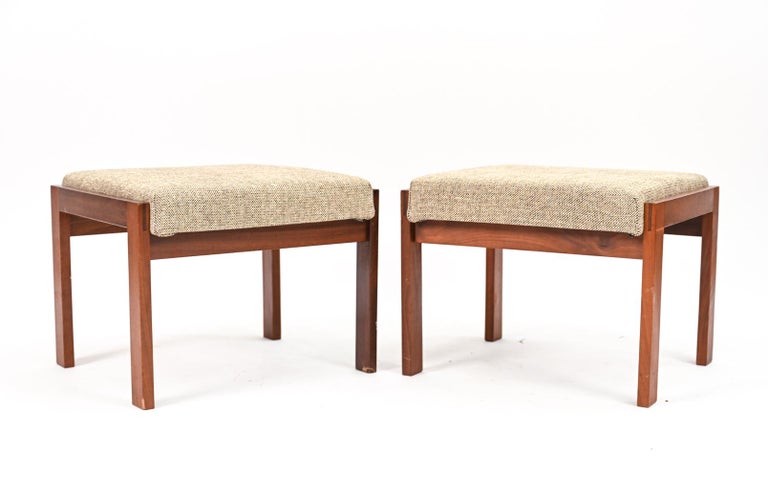Pair of Danish Modern Teak Ottomans / Footstools For Sale at 1stDibs