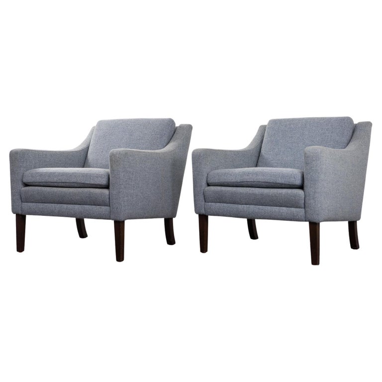 Pair of Danish Modern Wool Lounge Chairs For Sale at 1stDibs
