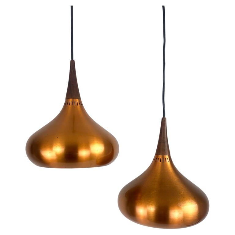 Pair of Danish Orient Minor Pendant Lamps in Copper, Jo Hammerborg, Fog ...