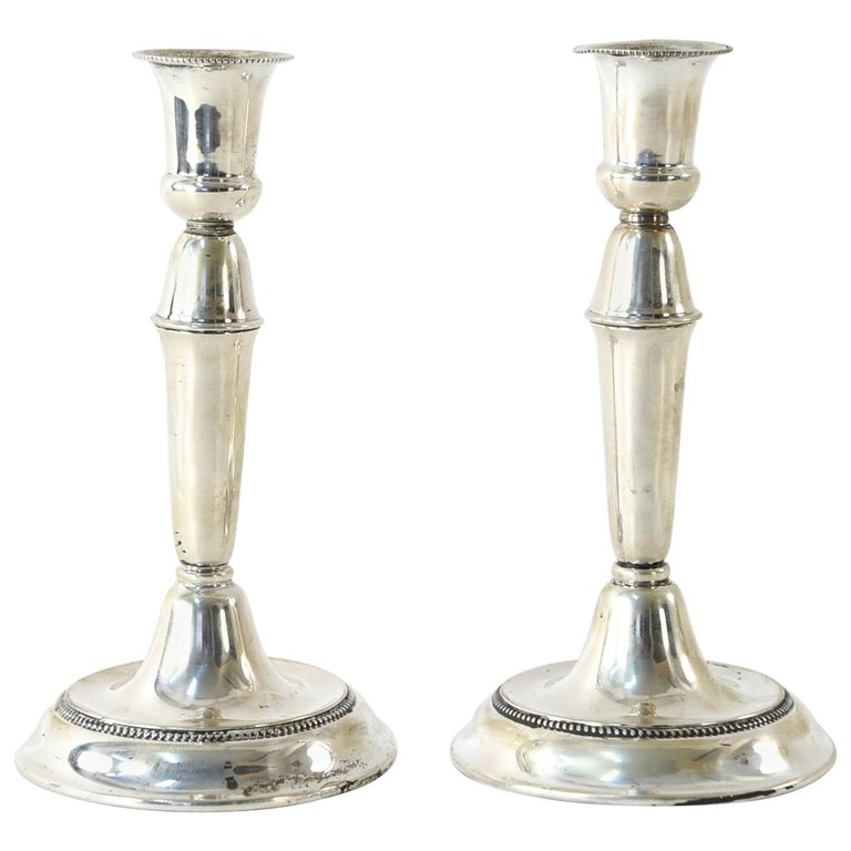 Pair of Danish Silver Candlesticks For Sale at 1stDibs