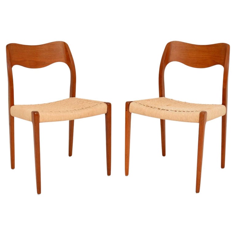 Pair of Danish Vintage Teak Model 71 Chairs by Niels Moller at 1stDibs ...