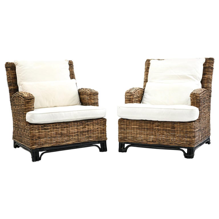 Pair of Danish Wicker Easy Chairs at 1stDibs