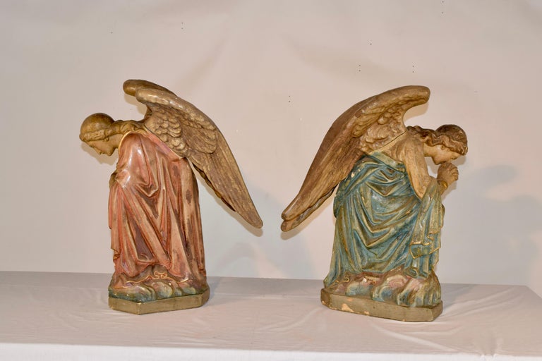 Pair of Daprato Studios Kneeling Angel Statues, c. 1910 For Sale at ...