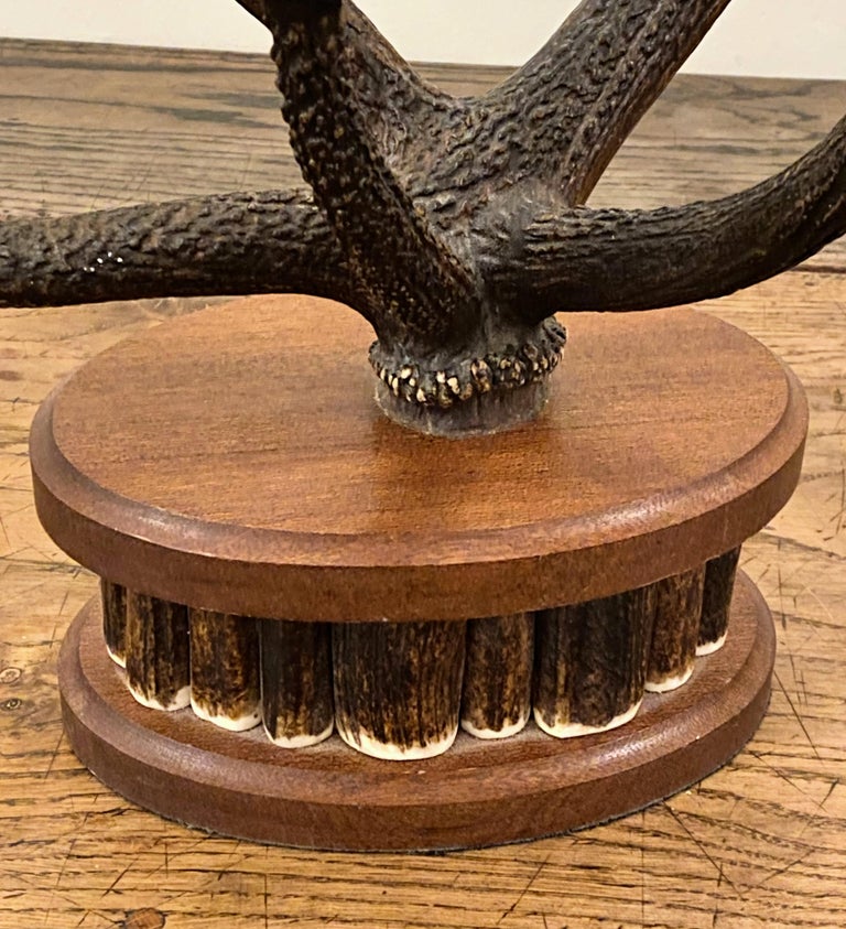 Pair of Dark Red Deer Antler Candlesticks For Sale at 1stDibs