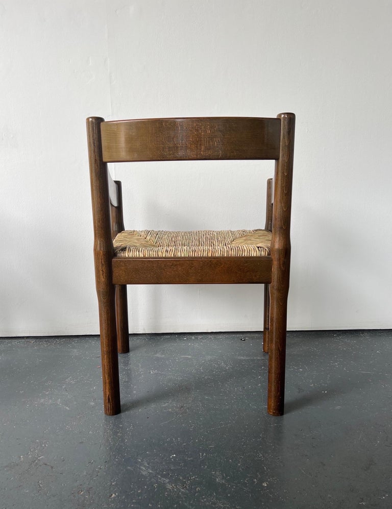 Pair of Dark Wood Carimate Carver Chairs by Vico Magistretti For Sale ...