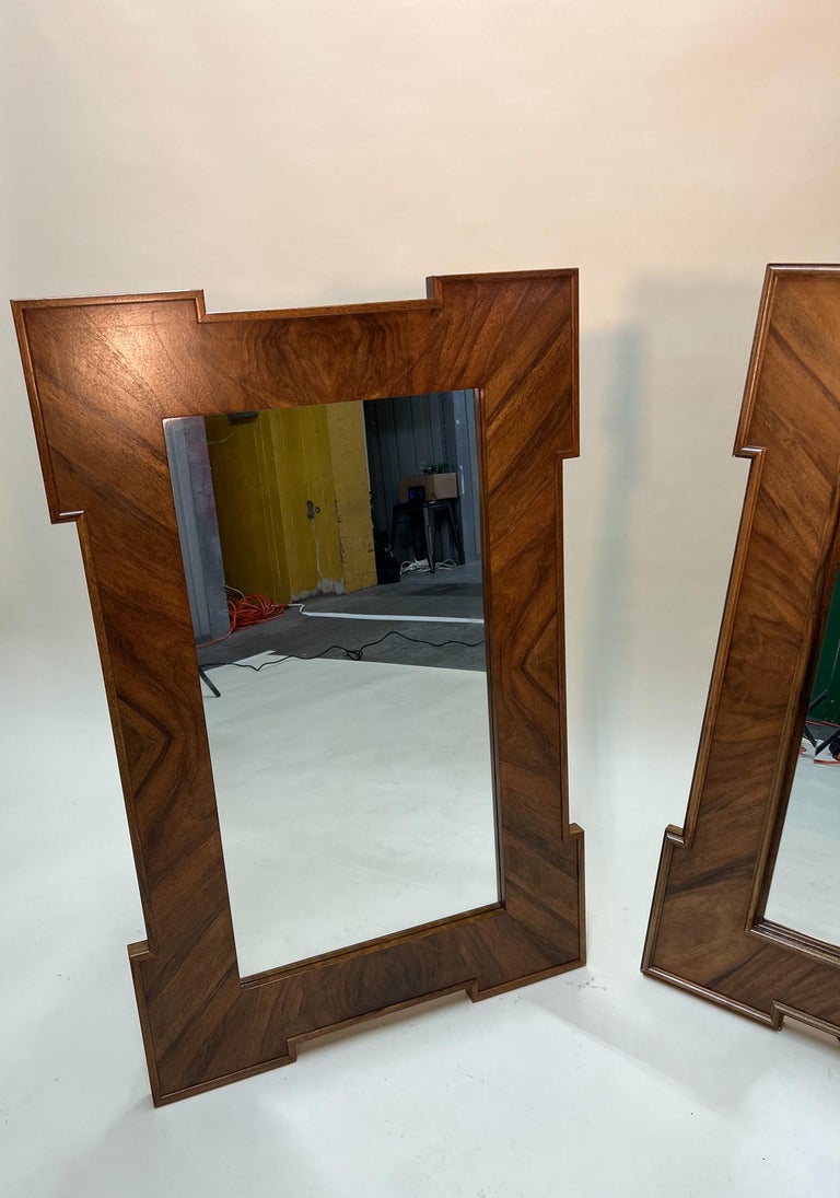 Pair of Dark Wood Mirrors For Sale at 1stDibs