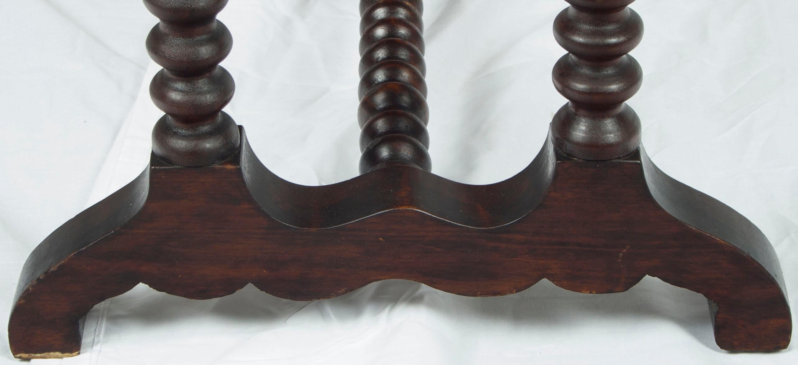 Pair of Dark Wood Twist Leg Matching Gothic Style End Tables with ...