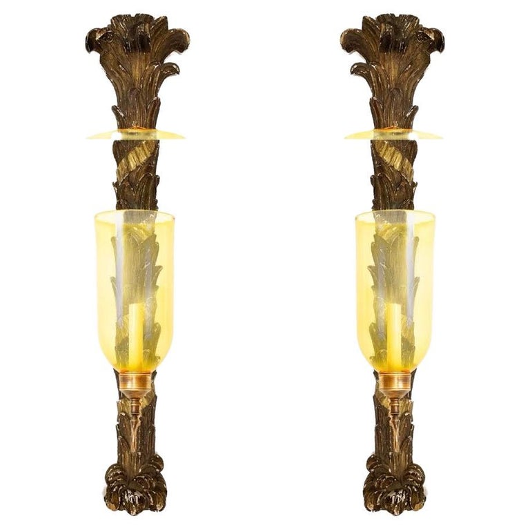 Pair of David Duncan Studio Palm Branch Sconces For Sale at 1stDibs
