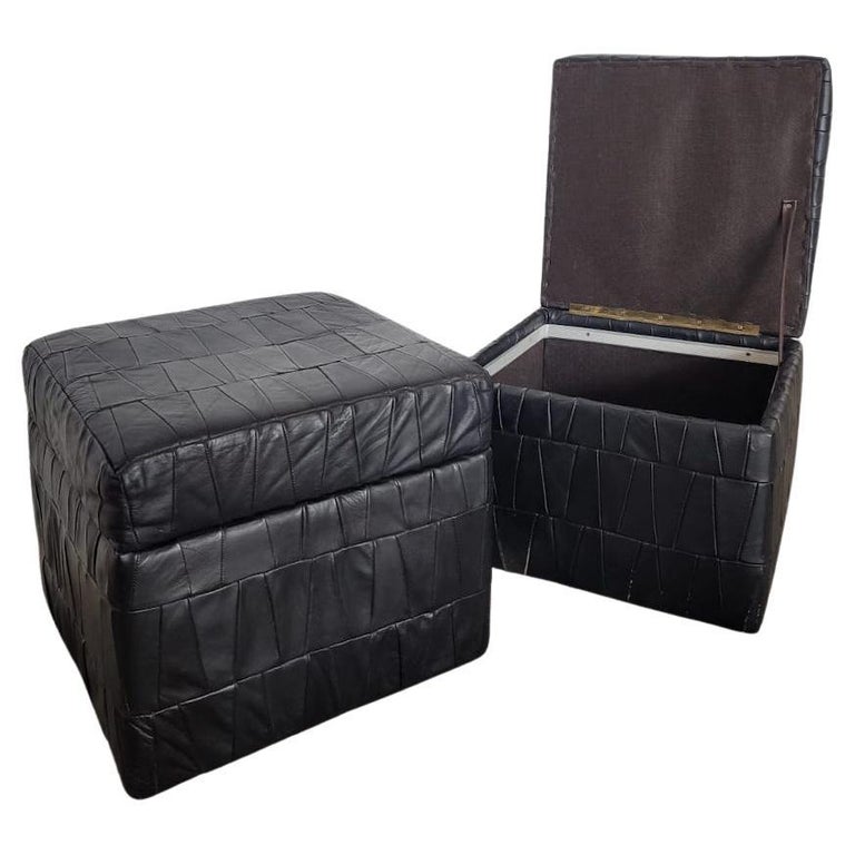 Pair of De Sede Patchwork Leather Storage Ottoman, 1970 at 1stDibs