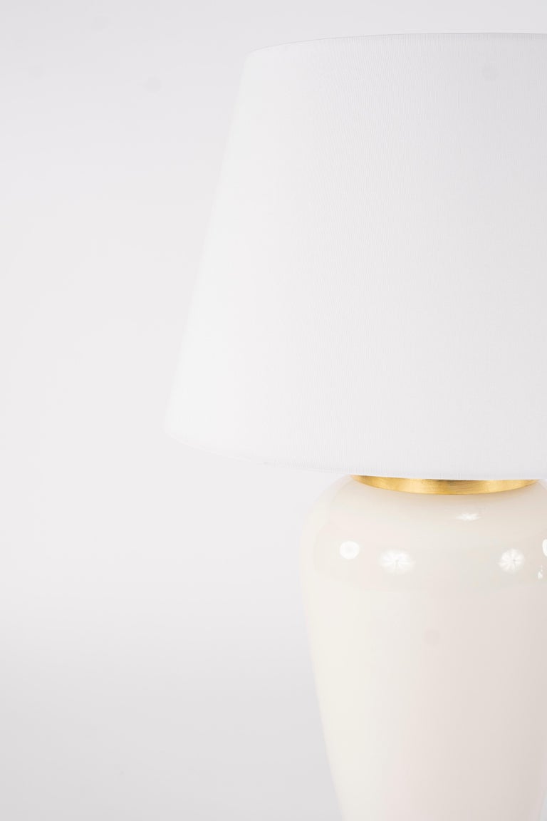 Pair of Deco Style White Glass Lamps For Sale at 1stDibs