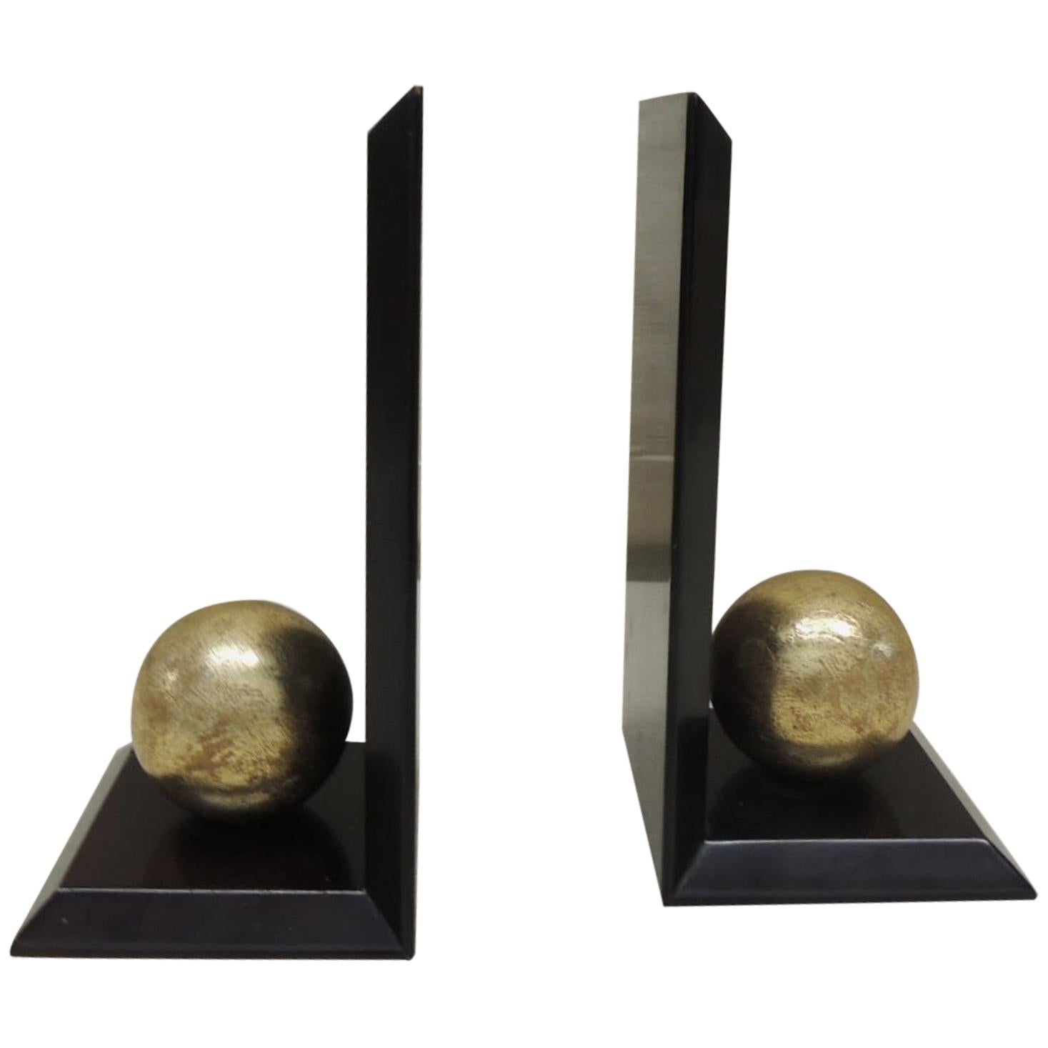 Black Sphere Bookends - 2 For Sale on 1stDibs