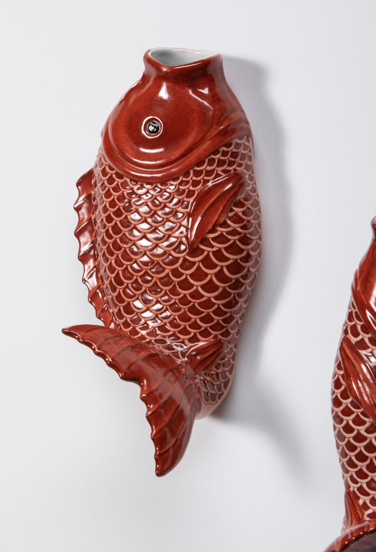 Pair of Decorative Koi Wall Pockets For Sale at 1stDibs