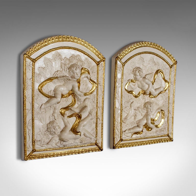Pair of Decorative Panels, Plaster Reliefs, Putti, Cherubs, Plaques at ...