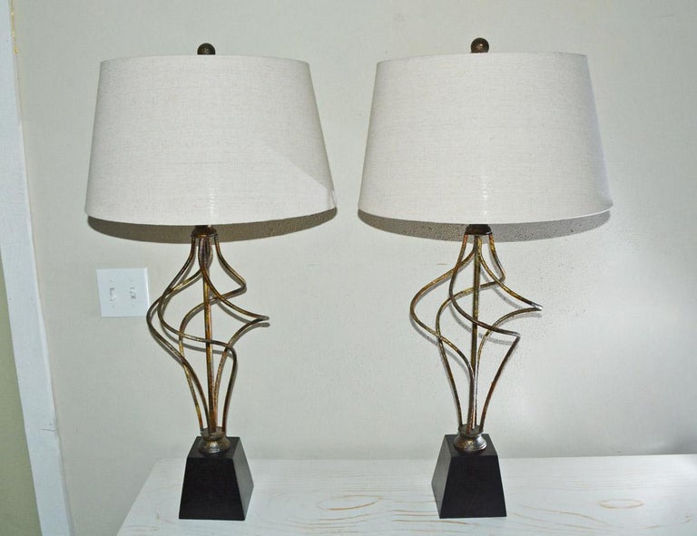 Pair of Decorative Spiral Scrolled Metal Base Lamp at 1stDibs | spiral ...