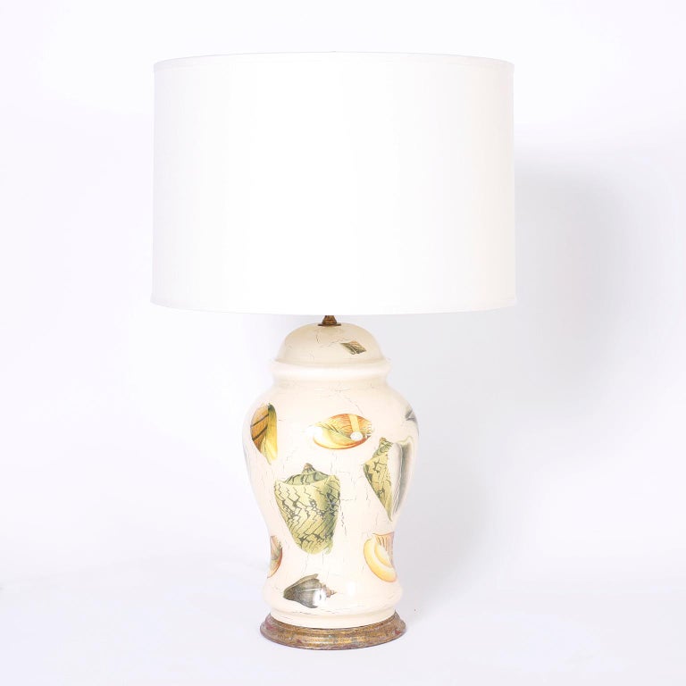 Pair of Decoupage Sea Shell Table Lamps at 1stDibs