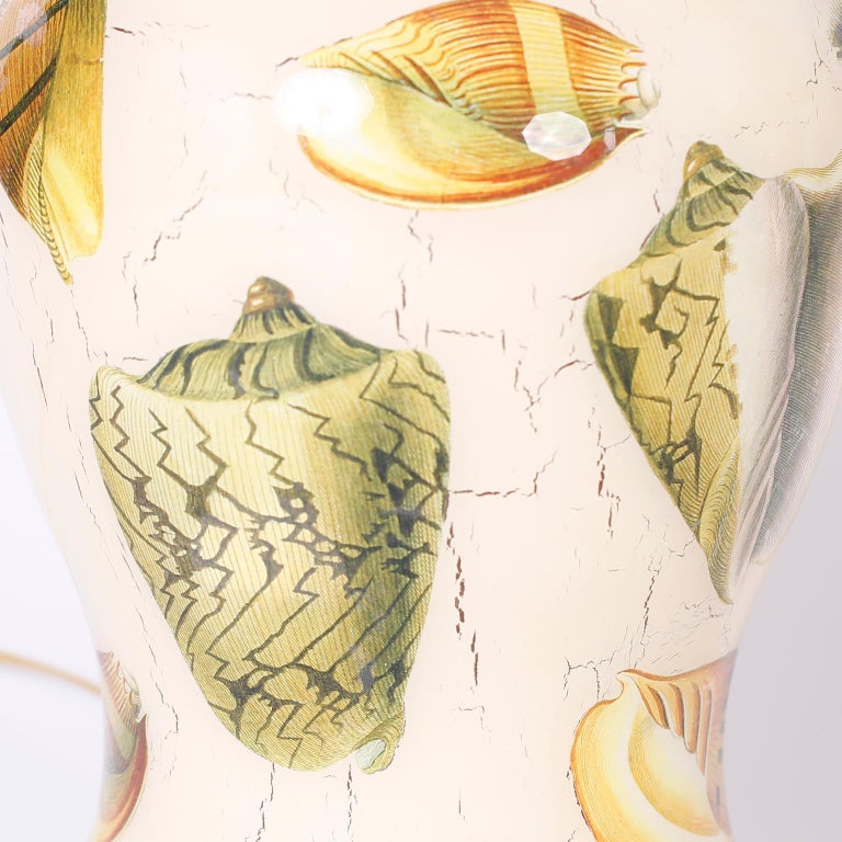 Pair of Decoupage Sea Shell Table Lamps at 1stDibs