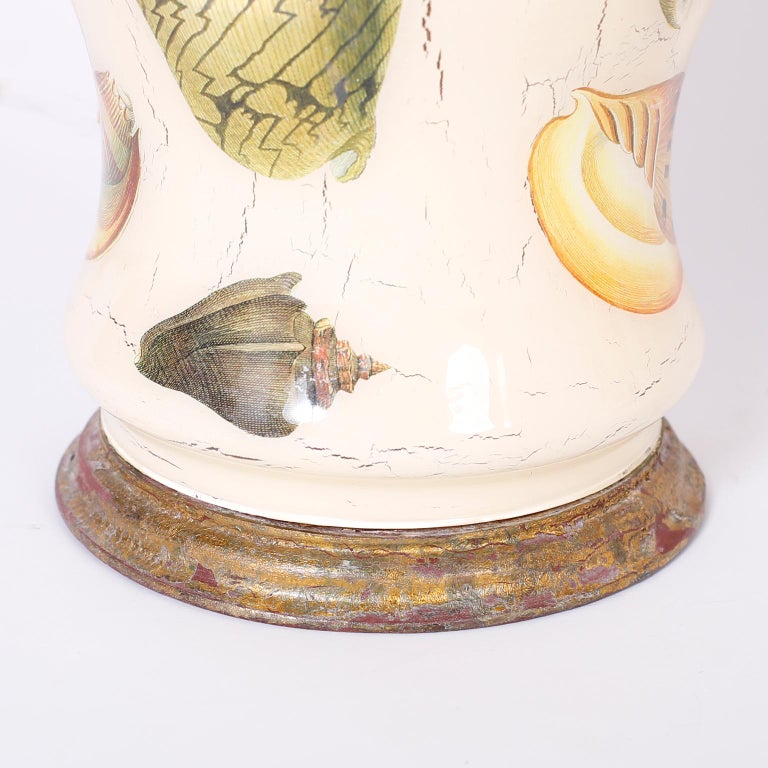 Pair of Decoupage Sea Shell Table Lamps at 1stDibs