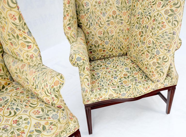 Pair of Deep Profile Antique Wing Arm Chairs Mahogany Legs Federal ...