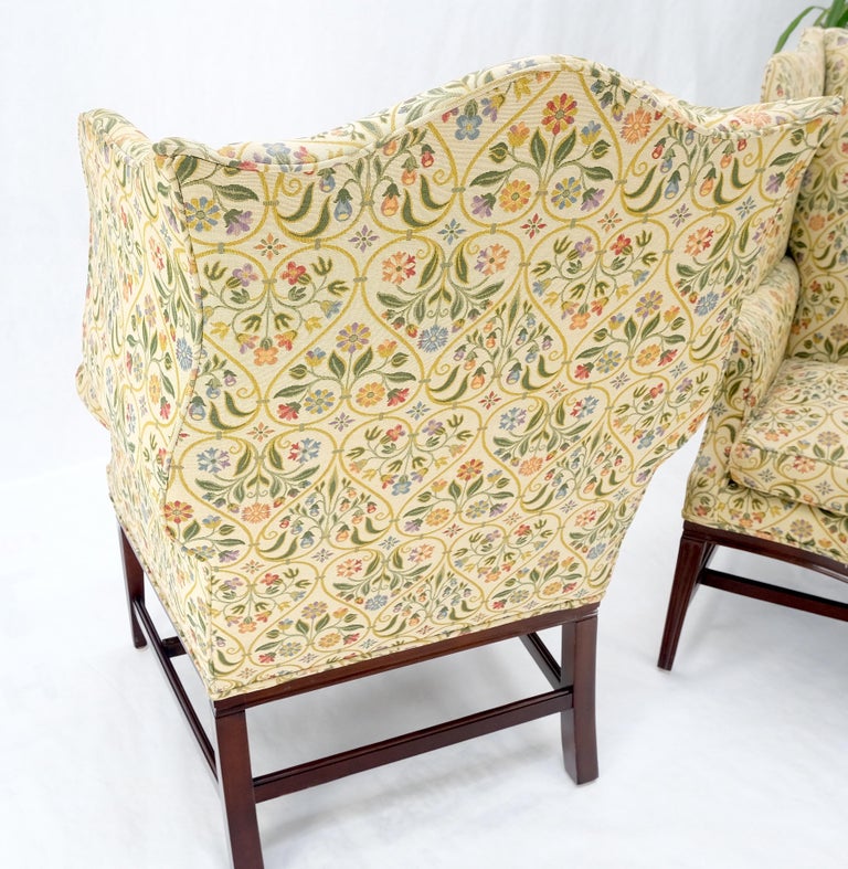 Pair of Deep Profile Antique Wing Arm Chairs Mahogany Legs Federal ...