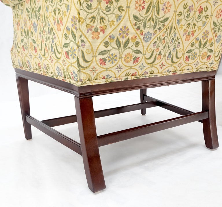 Pair of Deep Profile Antique Wing Arm Chairs Mahogany Legs Federal ...