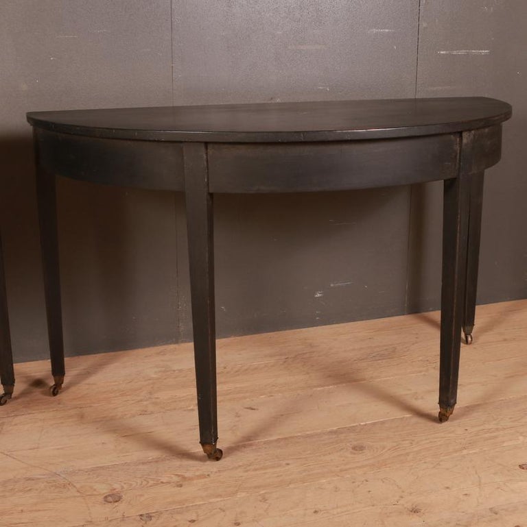Pair of Demilune Console Tables at 1stDibs | pair of demilune tables