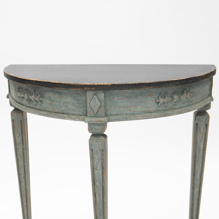 Pair of Demilune Console Tables, Gustavian Style For Sale at 1stDibs