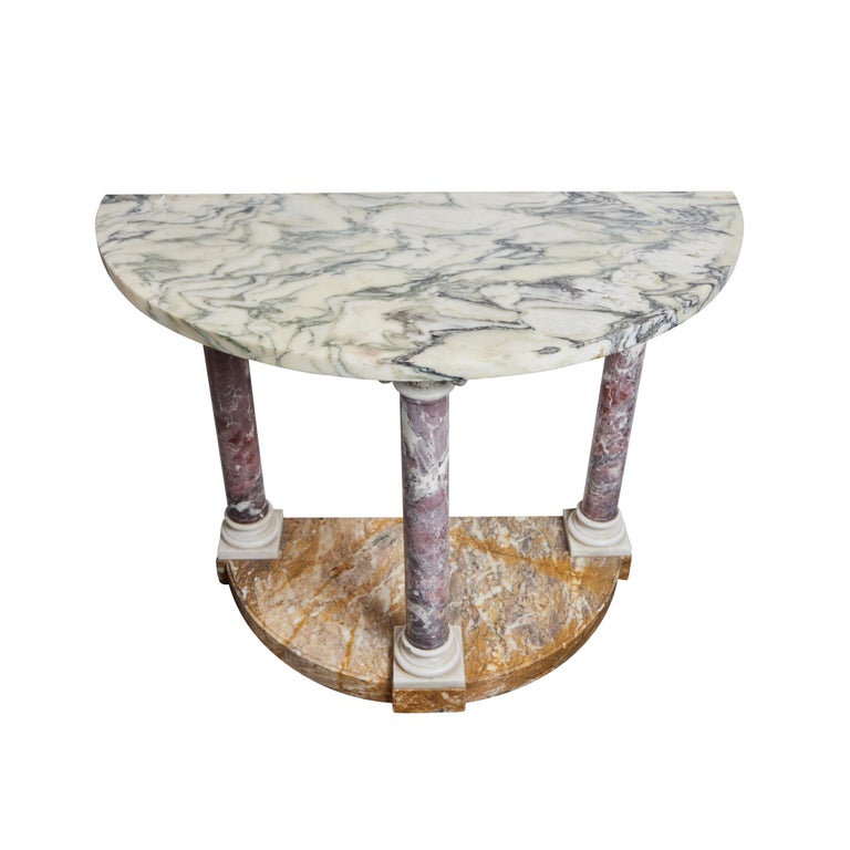 Pair of demilune Marble Console Tables For Sale at 1stDibs