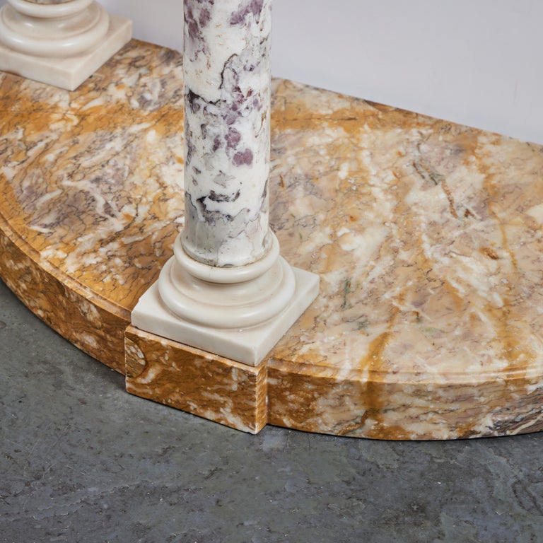 Pair of demilune Marble Console Tables For Sale at 1stDibs
