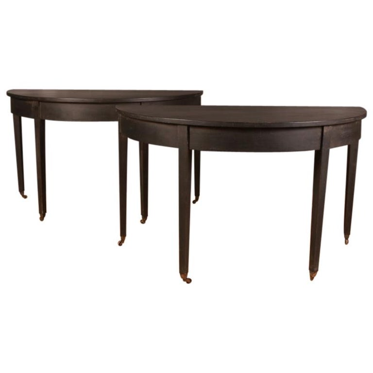Pair of Demilune Console Tables at 1stDibs | pair of demilune tables