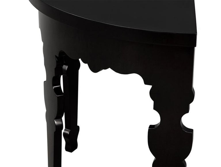 Pair of Demilune Half Moon Console Tables in Piano Black Lacquer For ...