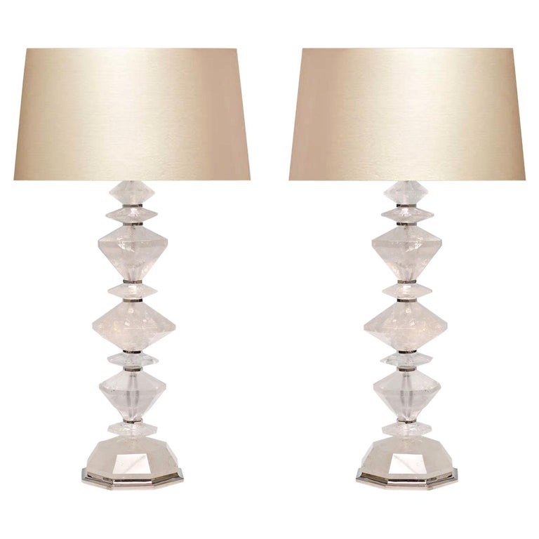Pair of Diamond Form Rock Crystal Quartz Lamps by Phoenix For Sale at ...