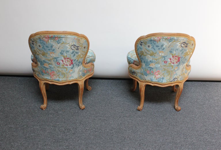 Pair of Diminutive French Louis XV Rococo Boudoir Slipper Chairs at 1stDibs