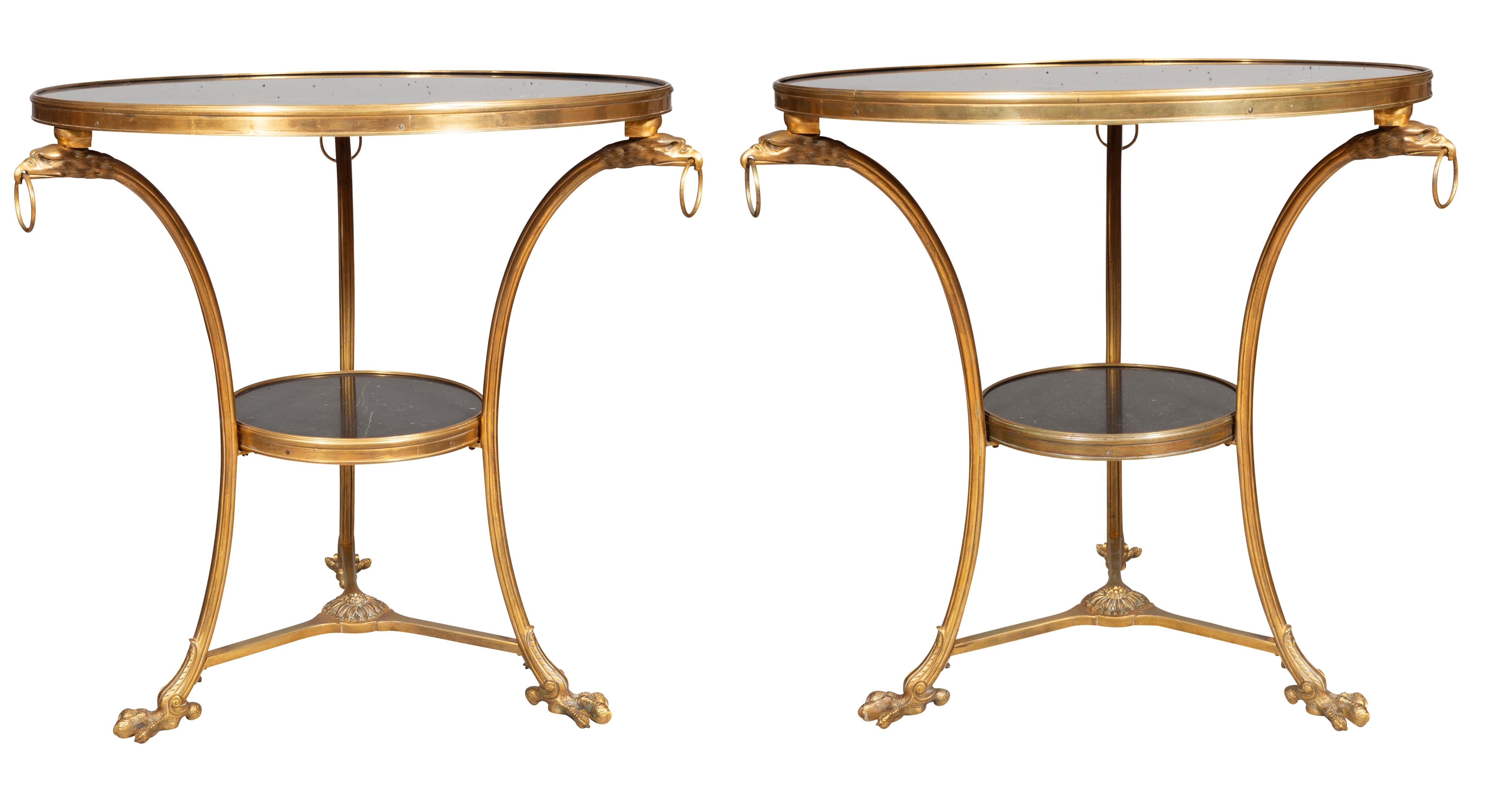 Pair Of Directoire Style Gilt Bronze Gueridon For Sale at 1stDibs