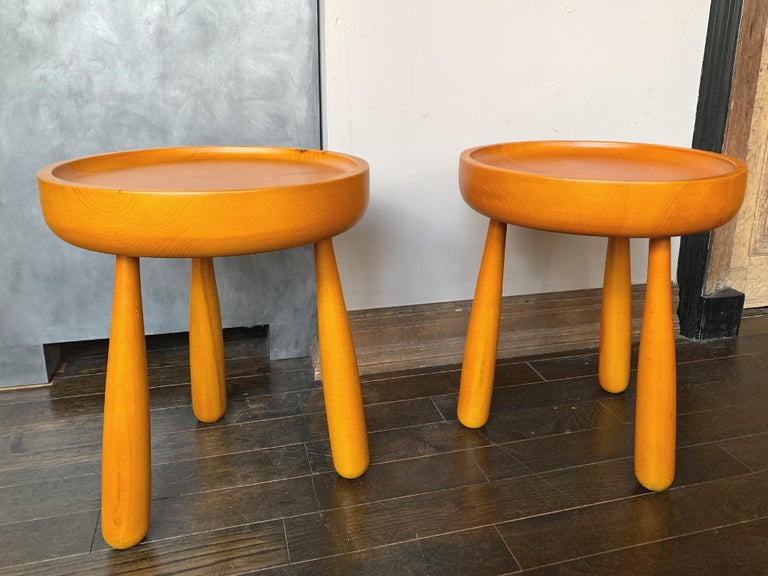 Pair of Dish-Top Stool Side Tables in the Style of Sergio Rodrigues For ...